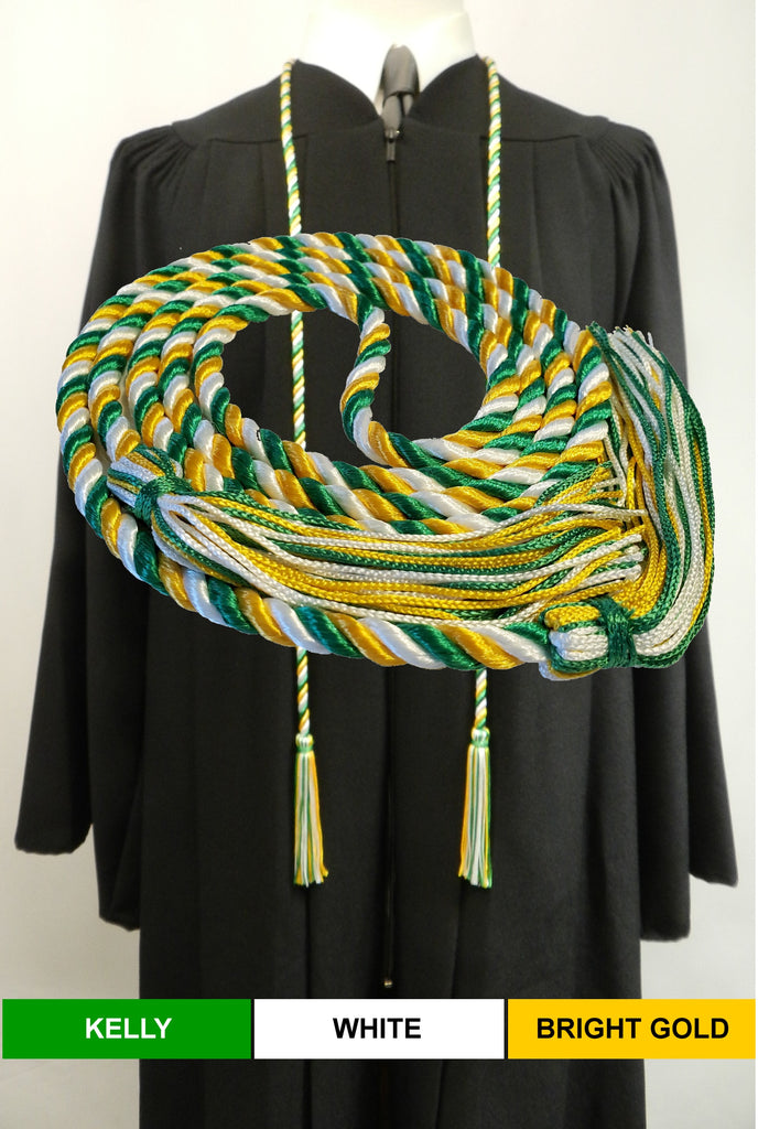 Kelly Green White Bright Gold Honor Cords | Senior Class Graduation ...